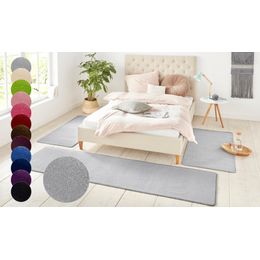 Bettumrandung Hanse Home, H:8mm, silber, Obermaterial: 100% Polypropylen, Schlafzimmer, Bettumrandungen, "Shashi", Kurzflor, Unifarben, Teppich,