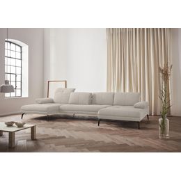 Wohnlandschaft Andas, B:374cm H:83cm T:162cm, beige, Struktur weich (100% Polyester);Struktur grob (100% Polyester);100% NaturLEDER, Sofas,