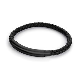 Fynch-Hatton Herren Lederarmband "Schmuck Geschenk Armband The Leather Classic", 26cm, Edelstahl Leder, schwarz, Edelstahl, Leder, Armbänder