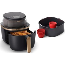 Philips Hei&szlig;luftfritteuse "Airfryer 3000 NA342/00, mit 7.2L, Sichtfenster", B:34cm H:32cm T:45cm, schwarz, Fritteusen, RapidAir Plus Technologie und