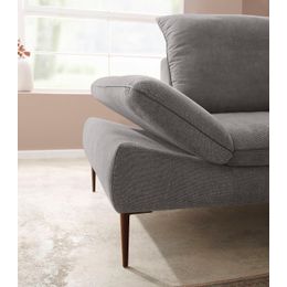 Ecksofa W.Schillig, B:294cm H:87cm T:185cm, grau, Chenille-Flachgewebe R66 (85% Polyester, 15% Nylon);Longlife Xtra-Leder Z59: Glattleder mit