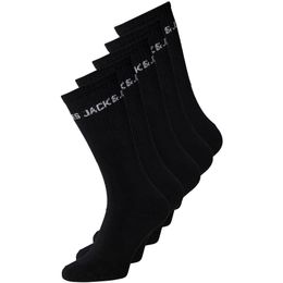Jack & Jones JACK & JONES Herren Tennissocken "JACBASIC LOGO TENNIS SOCK 5 PACK NOOS", schwarz, Baumwollmischung, uni, Socken