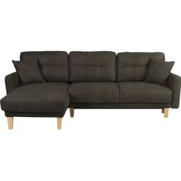 Ecksofa Home Affaire, B:234cm H:89cm T:164cm, grau, Wohnzimmer, Sofas, "TRIPLO optionale Schlafsofa mit Bettkasten, Ma&szlig;e B/T/H: 234/164/89 cm",