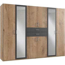 Kleiderschrank wimex, B:270cm H:207cm T:58cm, grau, Kinderzimmer, Schränke, "Diver Drehtürenschrank mit Spiegel, 180, 225 o. 270cm breit", Bestseller