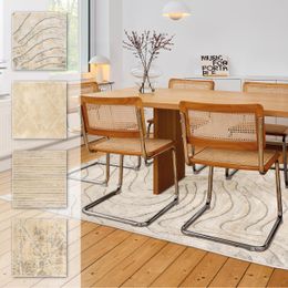 Teppich Astra, B:160cm H:10mm L:230cm, beige, Kunstfaser, Wohnzimmer, Teppiche, "Lou 251", Hoch Tief Struktur, Kurzflor, Wohnzimmer, Schlafzimmer