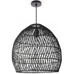 Paco Home Pendelleuchte "ORNA", Ø 40cm H: 41cm, schwarz, Esszimmer, Leuchten, Pendellampe Rattan Korb Boho Modern Esszimmerlampe Natur Vintage E27