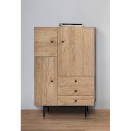 Highboard WOODMAN, B:90cm H:140cm T:42cm, schwarz, Wohnzimmer, Sideboards, "Jugend Kommode", Stauraumschrank mit Soft Close Funktion, Breite 90 cm,
