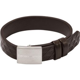 Emporio Armani Damen Lederarmband "Schmuck Geschenk Edelstahl Leder Armschmuck Armkette", 25cm, Edelstahl Leder, braun, Edelstahl, Leder, Armbänder