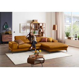 Ecksofa W.Schillig, B:303cm H:70cm T:193cm, gelb, Stoff S37 (100% Polyester): Luxus-Microfaser in Lederoptik, Wohnzimmer, Sofas, "Piedroo, Designsofa