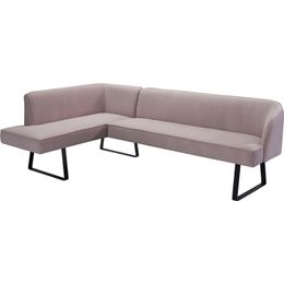 Eckbank, B:249cm H:83cm T:157cm, pink, exxpo - SOFA FASHION, Esszimmer, Sitzb&auml;nke, "Americano", mit Keder und Metallf&uuml;&szlig;en, Bezug in verschiedenen