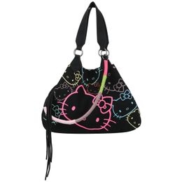 Damen Schultertasche "Izzy Medium Limited Head Flocked", Fritzi aus Preussen, schwarz, Baumwolle, bedruckt, Taschen, mit tollen Hello Kitty-Prints