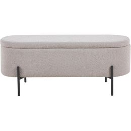 Hockerbank Salesfever, B:110cm H:44cm T:40cm, grau, Boucl&eacute; Stoff (100% Polyester), Metall, Hocker, "Hockerbank im stilvollen Look", aufklappbar, mit
