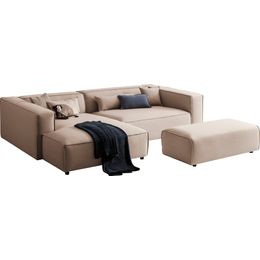 Ecksofa, B:288cm H:66cm T:198cm, beige, LeGer Home by Lena Gercke, 100% Polyester, Sofas, "PIARA XXL, L-Form, Schlaffunktion, Cord, Leinenoptik o.