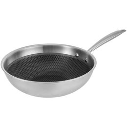 Wok "Achird tiefe Pfanne aus Tri-Ply (Edelstahl + Aluminium + Edelstahl)", Ø 28cm + Höhe 7,5cm, silber, RESTO KITCHENWARE, Pfannen, Energieeinsparung