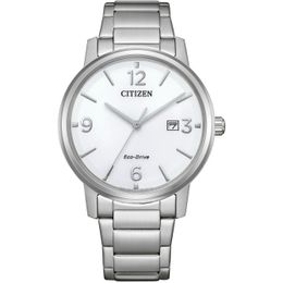 Citizen Herren Solaruhr, silber, Armbanduhren, Armbanduhr, Herrenuhr, Edelstahlarmband, analog, Tag, Kristallglas
