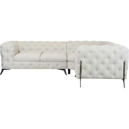 Chesterfield-Sofa Home Affaire, B:264cm H:75cm T:204cm, beige, Struktur (100% Polyester);Samtoptik (100% Polyester), Sofas, "Amaury L-Form", moderne