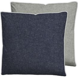 Kissenbezug Biberna, B:80cm L:80cm, blau, Flanell, Obermaterial: 100% Baumwolle, Outdoor, Kissenbez&uuml;ge, "Hermal Flanell mit Rei&szlig;verschluss,