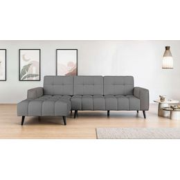 Ecksofa Home Affaire, B:253cm H:91cm T:161cm, grau, 100% Polyester, Wohnzimmer, Sofas, "SERINE mit Recamiere rechts/links bestellbar, Maße B/H/T
