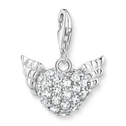 Thomas Sabo Damen Charm-Einhänger "Flügelherz weiße Steine, 0626-051-14", bunt, Silber 925 (recycelt), Charms, mit Zirkonia (synth.)