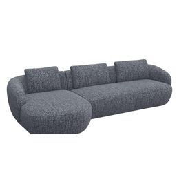 Wohnlandschaft FLEXLUX, B:307cm H:85cm T:146cm, grau, 100% Polyester, Sofas, "Torino, rund, L-Form, Sofa-Ecke mit Recamiere, Longchair-Sofa",