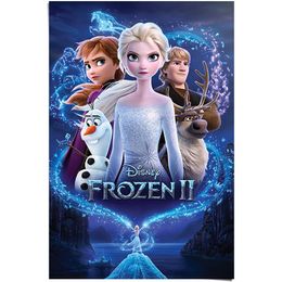 Poster Reinders, B:61cm H:91,5cm, blau, Papier, Küche, Bilder, "Frozen 2 Filmplakat - Disney - Elsa - Anna"