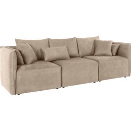 3-Sitzer OTTO HOME, B:262cm H:74cm T:90cm, beige, Samtoptik (100% Polyester);Struktur (100% Polypropylene);Webstoff (100% Polyester;Struktur fein