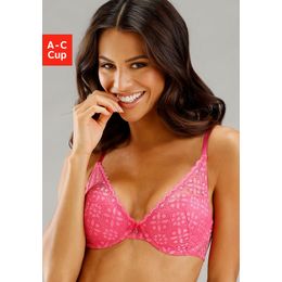 s.Oliver Damen Push-up-BH "Amelie", Gr. 70, pink, Spitze, Obermaterial: 60% Polyamid, 35% Polyester, 5% Elasthan, BHs, aus floraler, transparenter