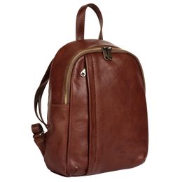 Pike PIK&Eacute; Damen Cityrucksack, braun, Leder, Rindsleder, unifarben, Rucks&auml;cke, echt Leder, Made in Italy