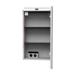 Spiegelschrank Fackelmann, B:40cm H:68cm T:15,3cm, braun, Glas, Badezimmer, Schr&auml;nke, "SBC", Aufsatzleuchte, Schalter und Steckdose, Breite 40cm,
