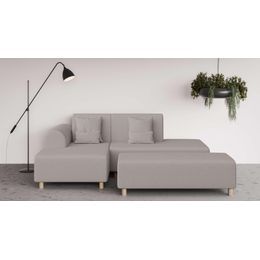 Ecksofa OTTO HOME, B:258cm H:85cm T:168cm, grau, 100% Polyester, Wohnzimmer, Sofas, "Suyala", L-Form mit Hocker