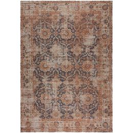 Teppich FLAIR RUGS, B:80cm H:8mm L:150cm, blau, Baumwolle, Jute, Kunstfaser, Wohnzimmer, Teppiche, "Miley Jute im Vintage-Design", Jute Teppich