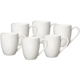 Ritzenhoff & Breker Becher "Saphir", Ø 8cm x 9,5cm, 320ml, 6 Stk., weiß, RITZENHOFF & BREKER, Trinkgefäße, Kaffeebecher, 6er Set, je 320 ml
