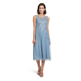 Vera Mont Damen Abendkleid "Damen Abendkleid mit Stickerei", blau, festlich, Gr. 42, Netz, Obermaterial: 100% Polyester. Futter: 100% Polyester.,