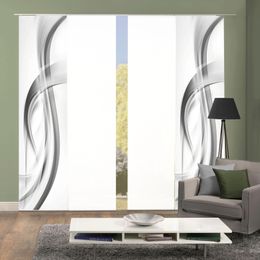 Schiebegardine Home Wohnideen, B:60cm H:245cm, grau, Polyester, Wohnzimmer, Gardinen, "FALA", Schiebevorhang Digi 4er Set FALA BEERE