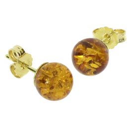 OSTSEE-SCHMUCK Damen Paar Ohrstecker "- Kugel 8 mm - Gold 585/000 - Bernstein", Gelbgold 585, gold, Gelbgold 585, Ohrringe