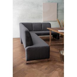Eckbank, B:264cm H:91cm T:197cm, grau, exxpo - SOFA FASHION, NaturLeder;Strukturstoff (Zusammensetzung: Polyester 100%);Luxus-Microfaser