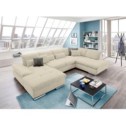 Wohnlandschaft, B:365cm H:80cm T:225cm, beige, SET ONE BY Musterring, Sofas, "SO 4100 komfortable Federkernunterfederung, inkl. Kopfteilverstellung",
