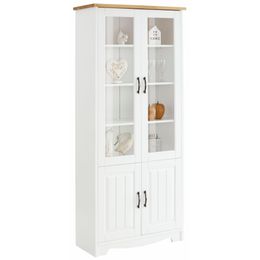 Vitrine Home Affaire, gelb, Wohnzimmer, Schränke, "Trinidad", 4-türig, Breite 85 cm
