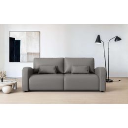 3-Sitzer OTTO HOME, B:228cm H:96cm T:110cm, grau, 100% Polyester, Sofas, "JIGGS wahlweise Schlafsofa mit Bettkasten, Maße B/H/T: 228/96/110 cm", Sofa
