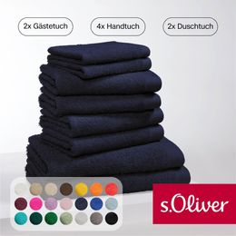 Handtuch Set s.Oliver, blau, Walkfrottier, Obermaterial: 100% Baumwolle, Handtuch-Sets, "s.Oliver, Premium Qualit&auml;t, 600 gr/m&sup2;", 2 G&auml;stet&uuml;cher 30x50,