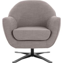 Drehsessel Andas, B:83cm H:85cm T:80cm, grau, 100% Polyester, Wohnzimmer, Sessel, "Stavre, Loungesessel mit Drehfunktion", in moderner Optik, mit