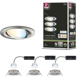 Paulmann LED Einbauleuchte "LED Einbauleuchte Nova Coin rund 84mm 50", 3, Ø 8,4cm, 3 Stk., silber, Leuchten, Memoryfunktion, Farbwechsler,