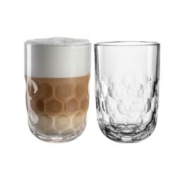 Leonardo Latte-Macchiato-Glas "Latte Macchiato Gläser (1) Gocce 390 ml 2er Set transparent", transparent, Trinkgefäße
