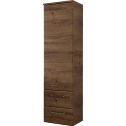 Midischrank SAPHIR, B:35cm H:136,1cm T:33cm, braun, Badezimmer, Schr&auml;nke, "Quickset Badschrank 35 cm breit, 1 T&uuml;r, 2 Schubladen, 2 Einlegeb&ouml;den",