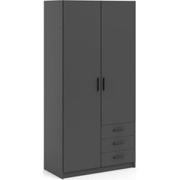 Kleiderschrank Inosign, B:98,5cm H:200,4cm T:49,8cm, schwarz, Spanplatte, Schlafzimmer, Schr&auml;nke, "Sprint Dreht&uuml;renschrank, Aufbewahrung Kasten