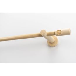 Gardinenstange Garesa, L:240cm &Oslash;:20mm, beige, Holzwerkstoff, Gardinenstangen, "PANDRI", Vorhanggarnitur, verl&auml;ngerbar, gerader Knopf mit Ausschnitt