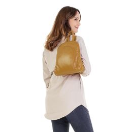 CLUTY Damen Cityrucksack, gelb, Leder, Rindsleder, unifarben, Rucks&auml;cke, echt Leder, Made in Italy