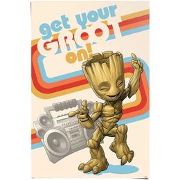 Poster Reinders, B:61cm H:91,5cm, bunt, Papier, Bilder, "Get your Groot on Guardians of the Galaxy - Baby Groot - Ich bin Groot"