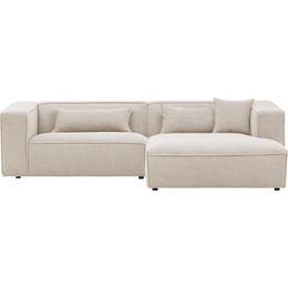 Ecksofa, B:267cm H:66cm T:167cm, beige, LeGer Home by Lena Gercke, 100% Polyester, Wohnzimmer, Sofas, "PIARA mit Kedernaht, Cord, Leinenoptik o.
