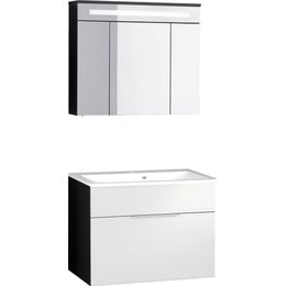 Waschtisch Fackelmann, B:80cm T:50cm, wei&szlig;, Badezimmer, Waschtische, "Waschplatz-Set KARA", 3-teilig